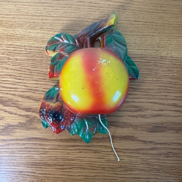 Wall Decor | Vintage Chalkware Peach Fruit Wall Hanging String ...